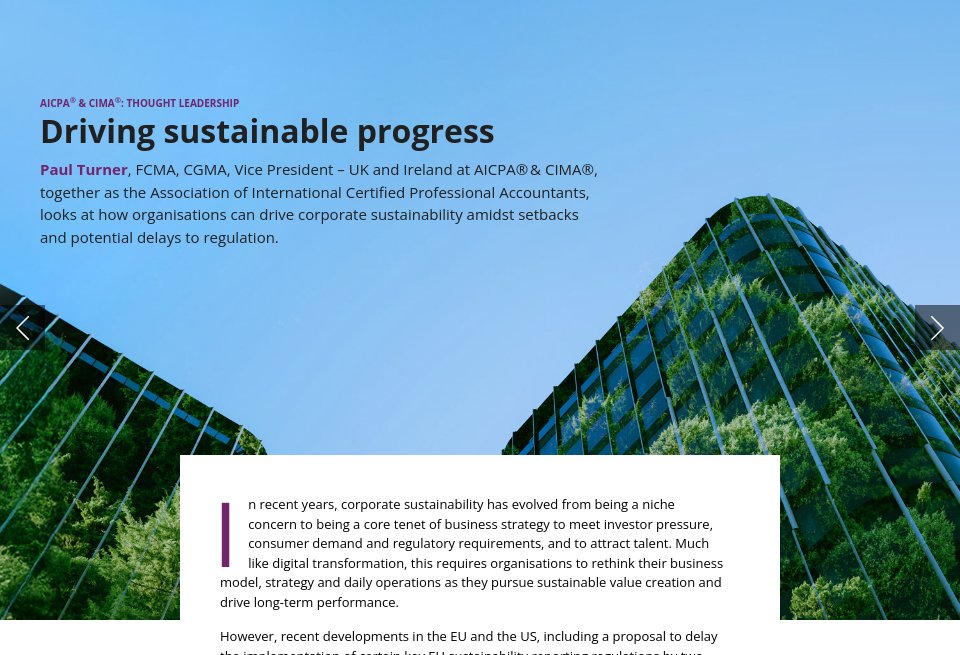 Driving sustainable progress - TA | Supplement May 2025